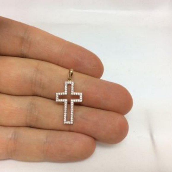 Jewelry | 14k Real Gold Cz Cross Pendant Charm 14gr | Poshmark